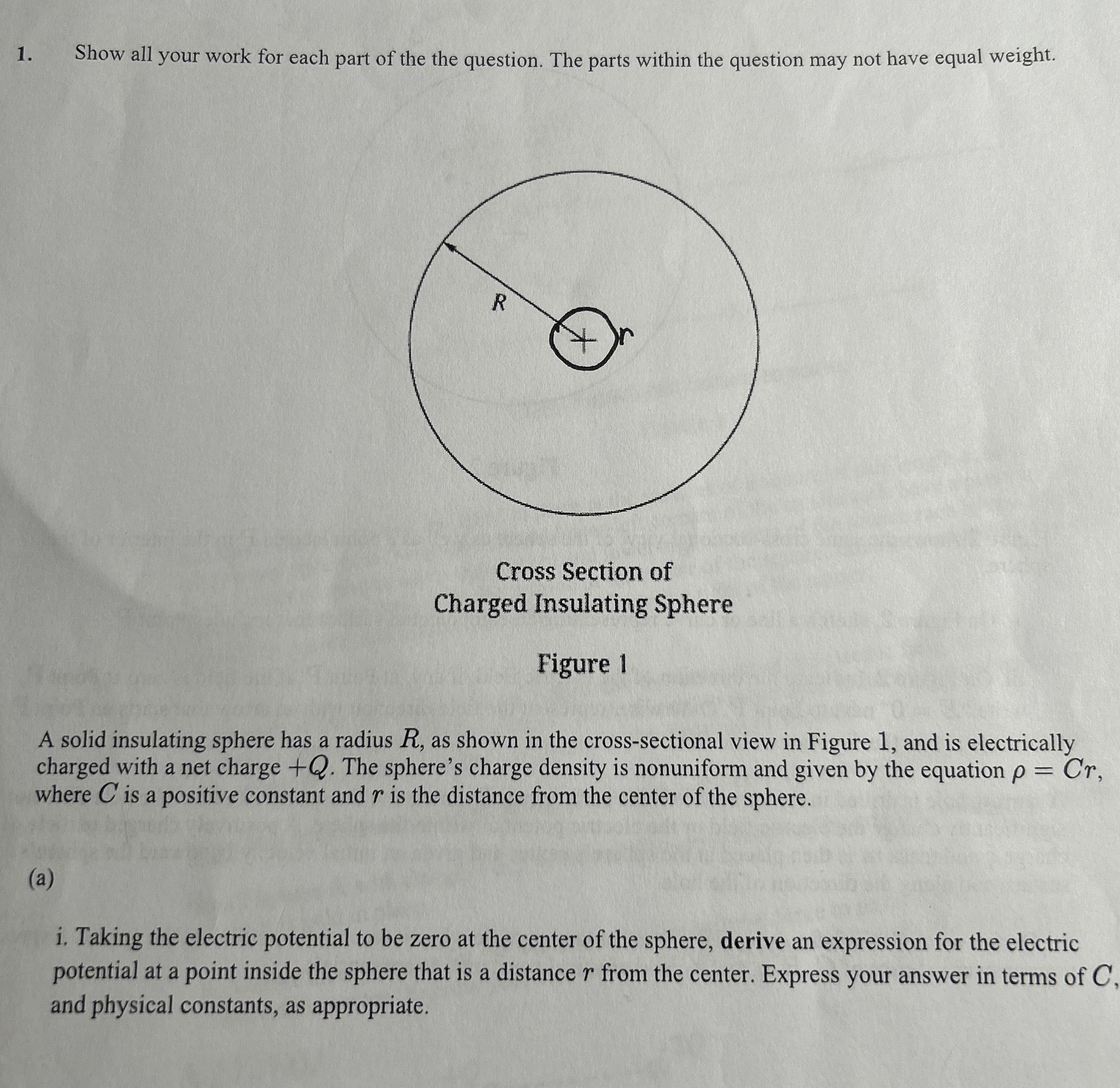 Solved Show all your work for each part of the the question. | Chegg.com