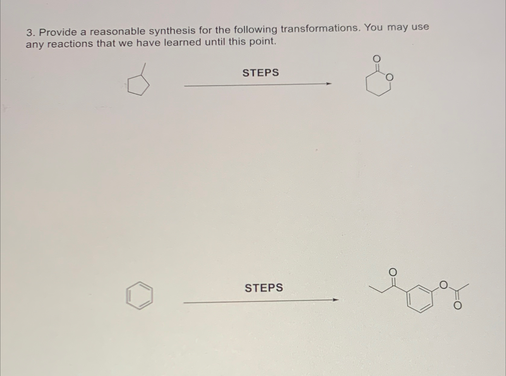 Solved Provide a reasonable synthesis for the following | Chegg.com