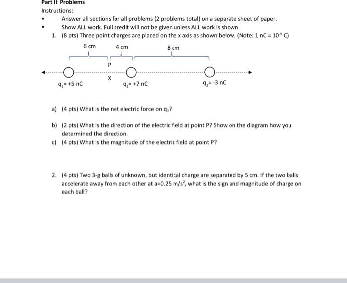 Solved Part II: Problems Instructions: Answer all sections | Chegg.com