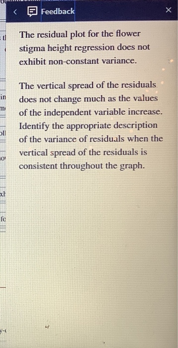 Solved Interpret cach residual plot using the appropriate | Chegg.com