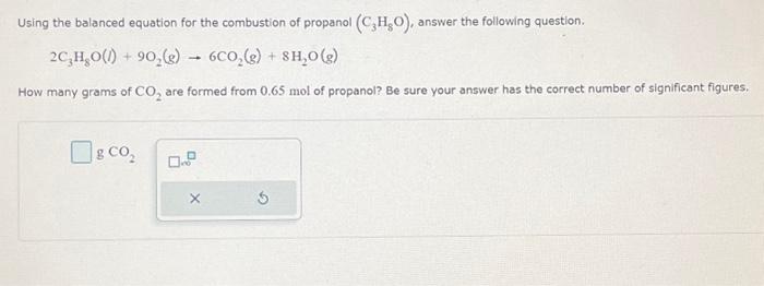 Solved Using the balanced equation for the combustion of | Chegg.com