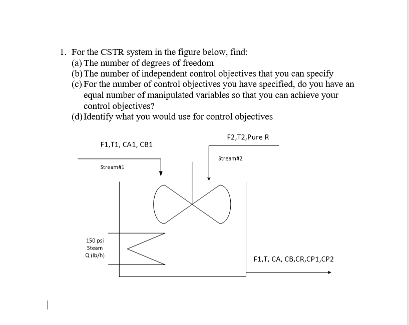 Solved For the CSTR system in the figure below, find:(a) | Chegg.com