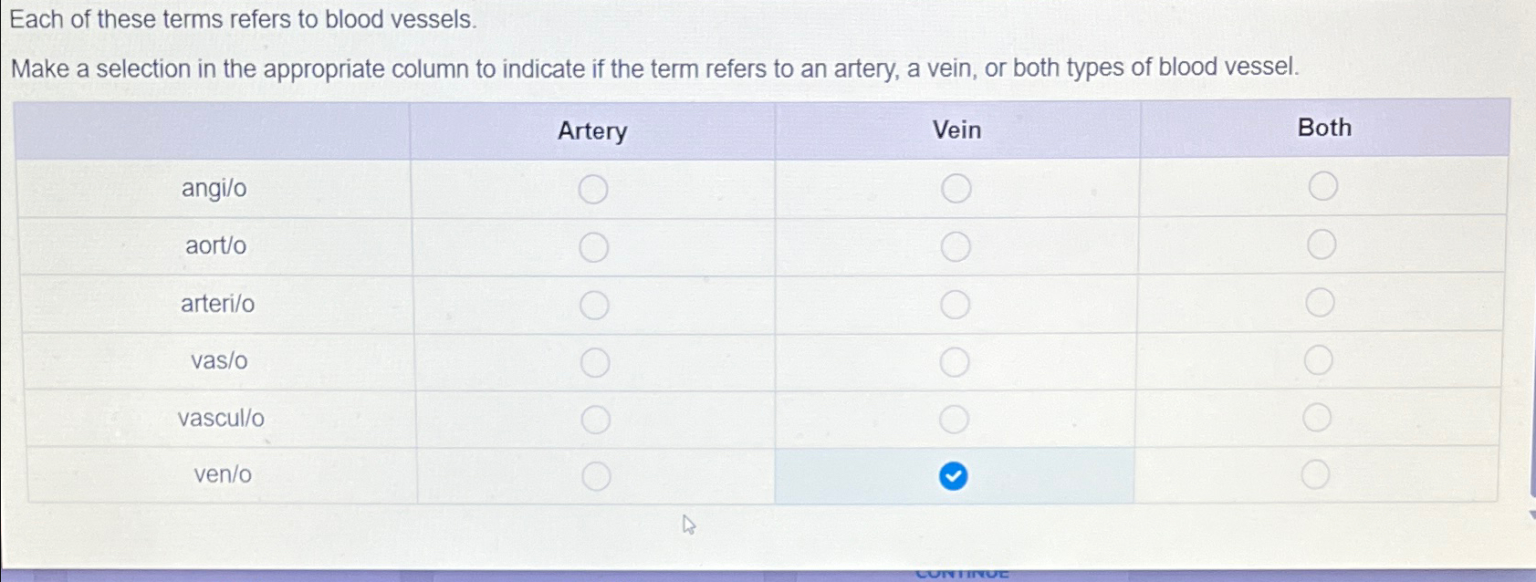 Solved Each of these terms refers to blood vessels.Make a | Chegg.com
