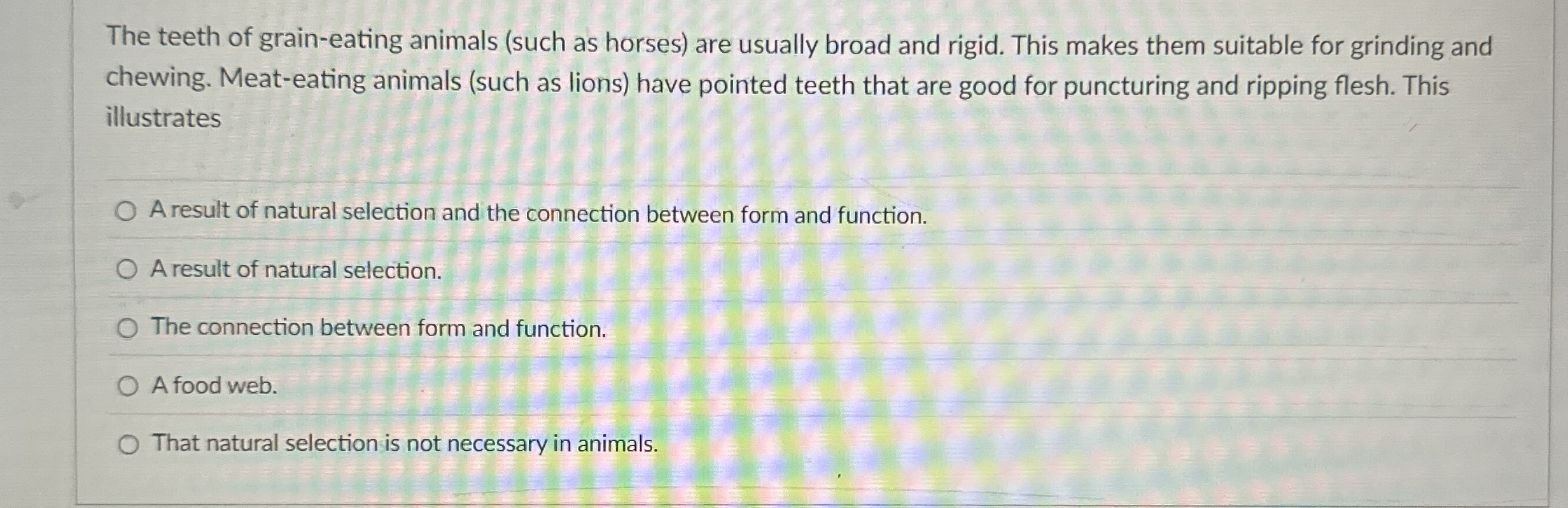 Solved The teeth of grain-eating animals (such as horses) | Chegg.com