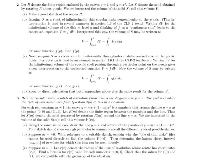 Solved 2. Let R denote the finite region enclosed by the | Chegg.com