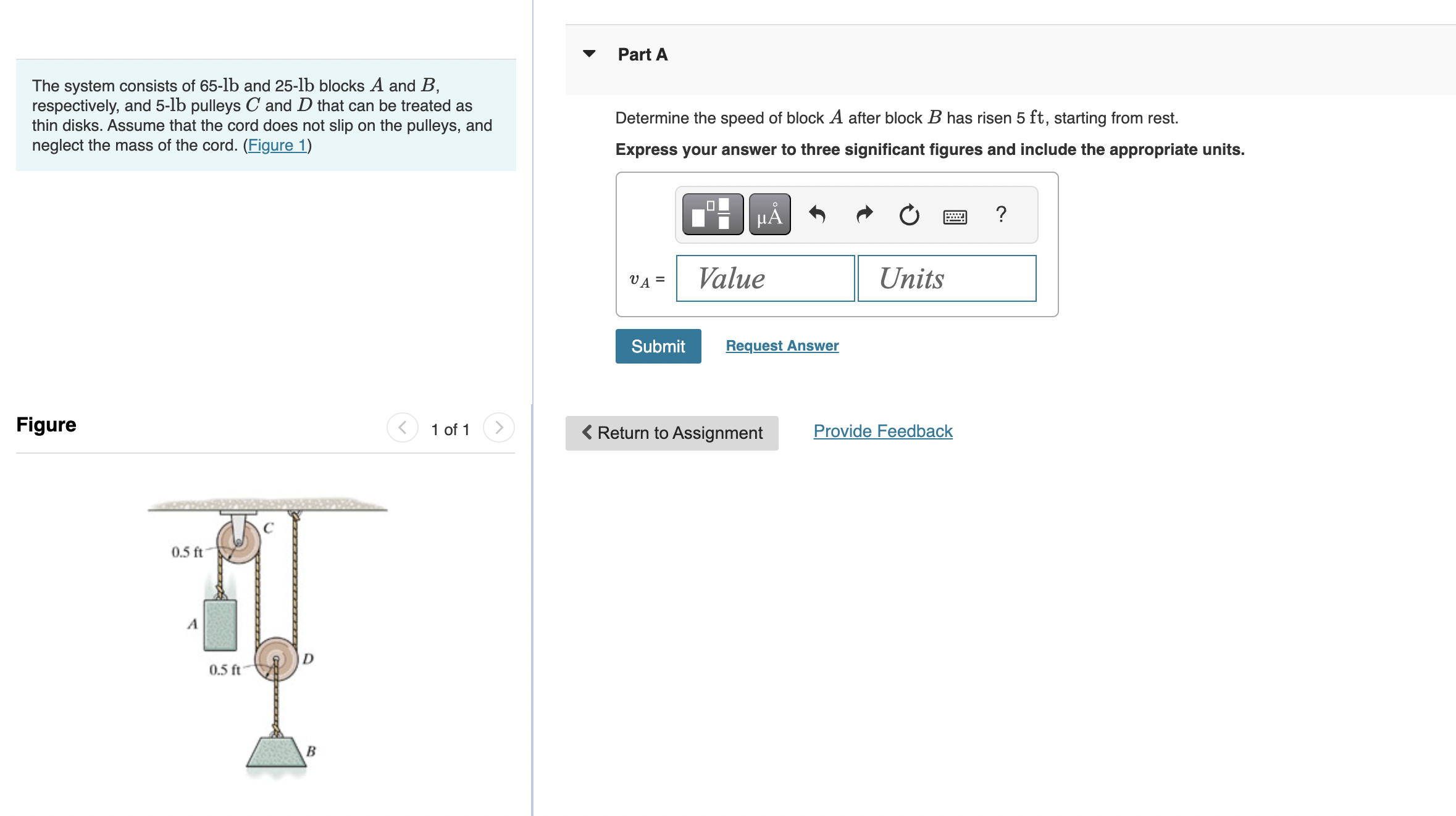 Solved The system consists of 65-lb ﻿and 25-lb ﻿blocks A and | Chegg.com