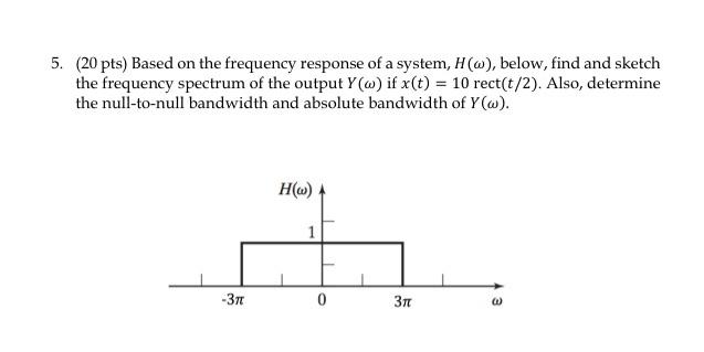 Solved 5. ( 20pts) Based on the frequency response of a | Chegg.com