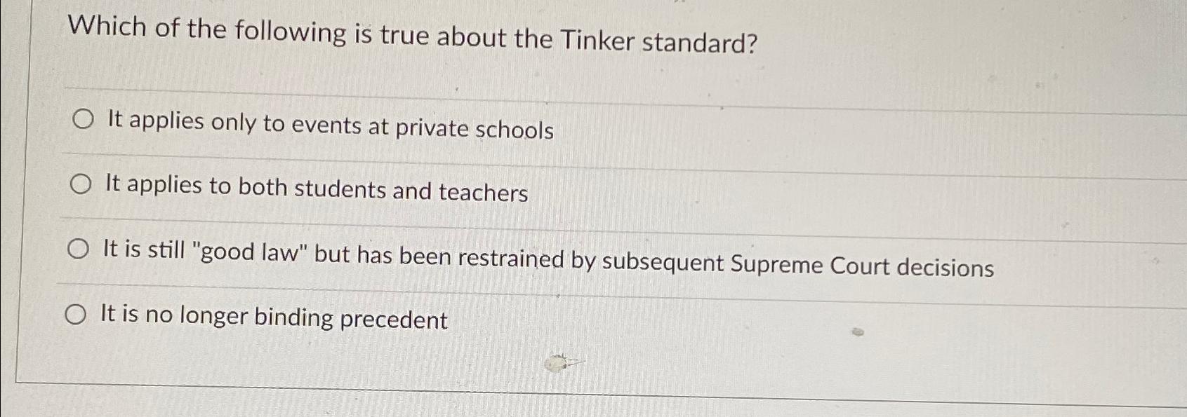 Solved Which of the following is true about the Tinker | Chegg.com