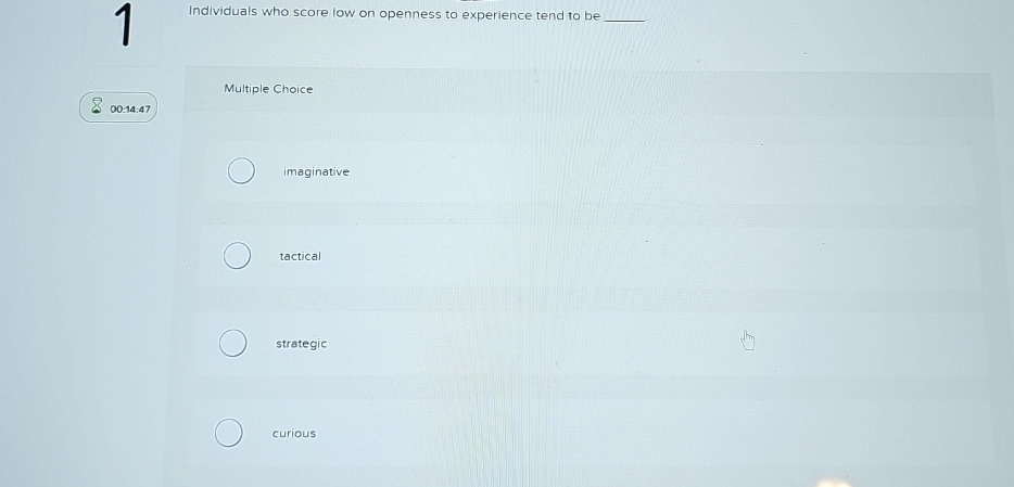Solved 1 ﻿Individuals who score low on openness to | Chegg.com
