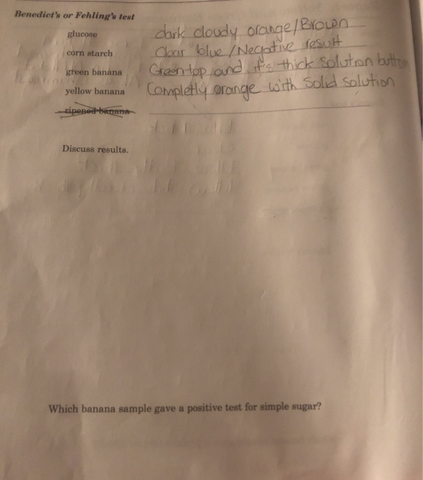 Solved Lugol's test corn starch Blue black glucose Clear | Chegg.com