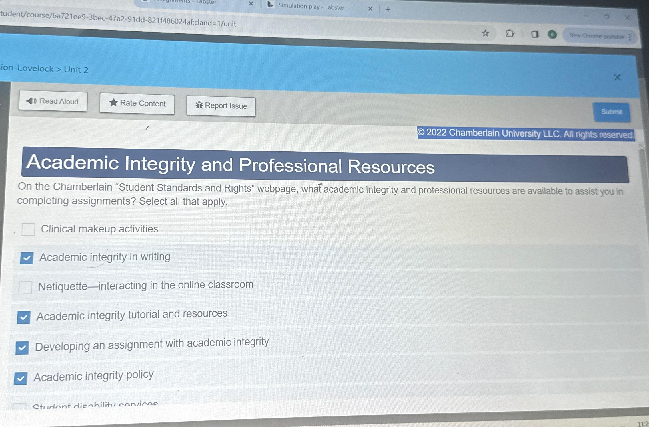 Solved ⑳22 ﻿Chamberlain University LLC. ﻿All rights | Chegg.com