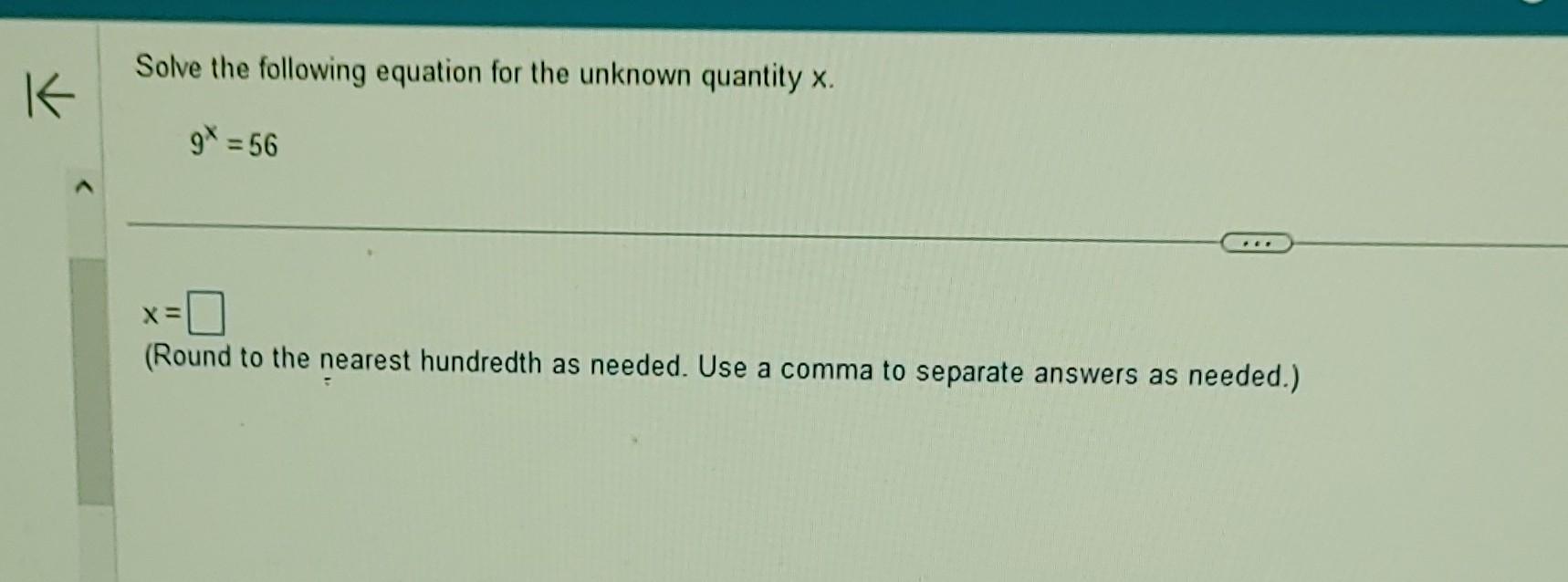 Solved Solve the following equation for the unknown quantity | Chegg.com
