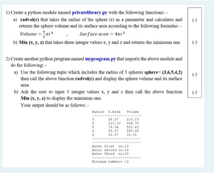 Solved 1.5 1) Create a python module named privatelibrary.py | Chegg.com