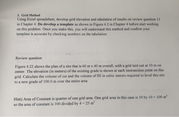 Solved 3. Grid Method Using Excel spreadsheet, develop grid | Chegg.com