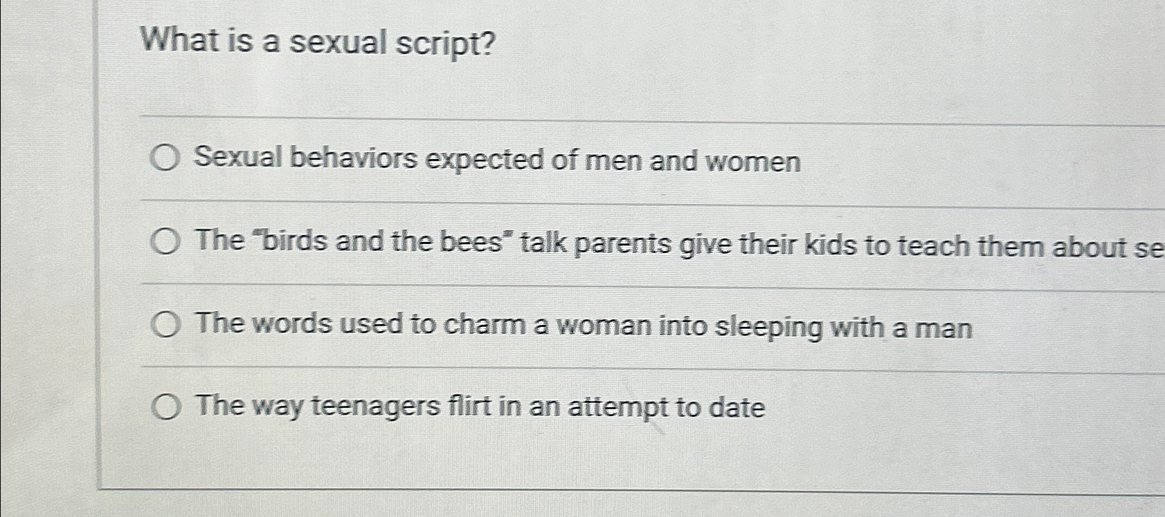 Solved What Is A Sexual Scriptsexual Behaviors Expected Of 4865