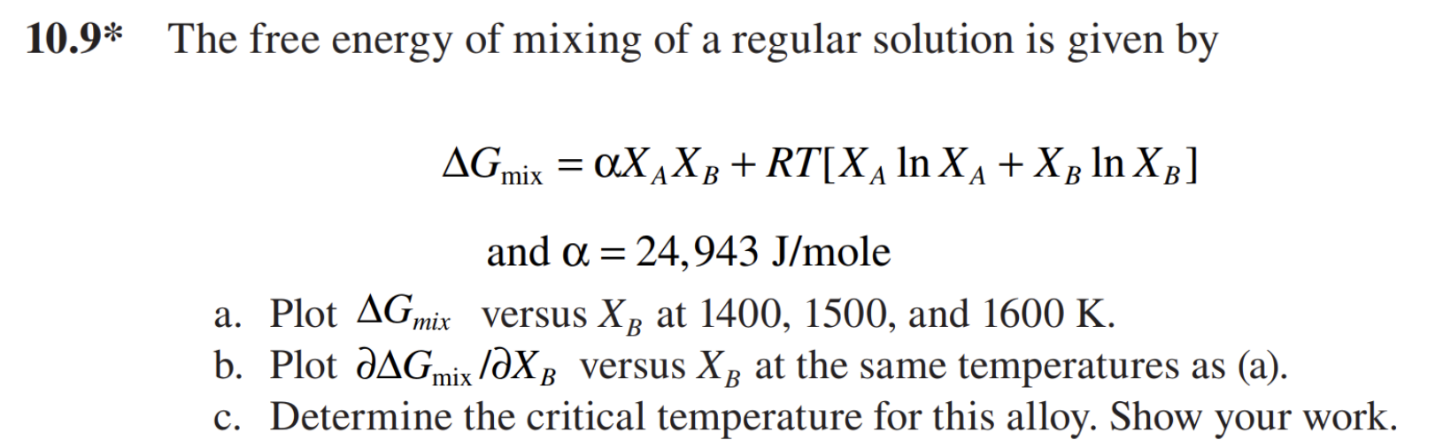 Solved The free energy of mixing of a regular solution is | Chegg.com
