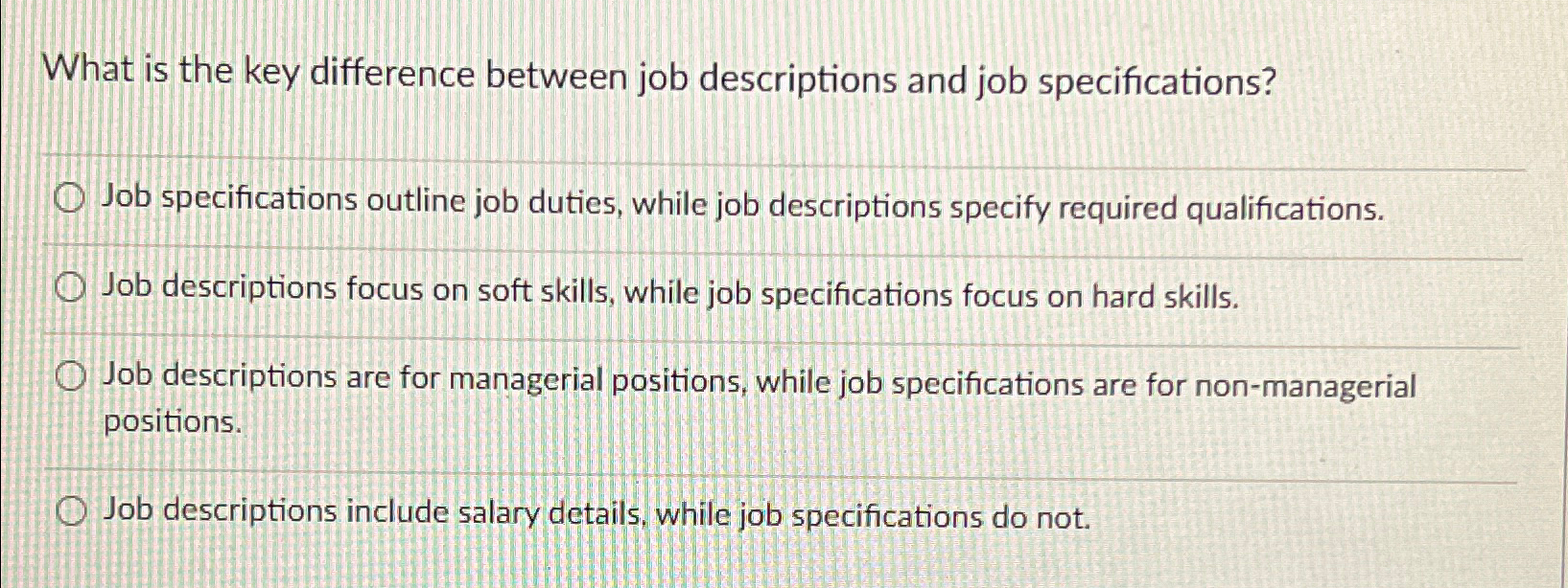 Solved What is the key difference between job descriptions | Chegg.com