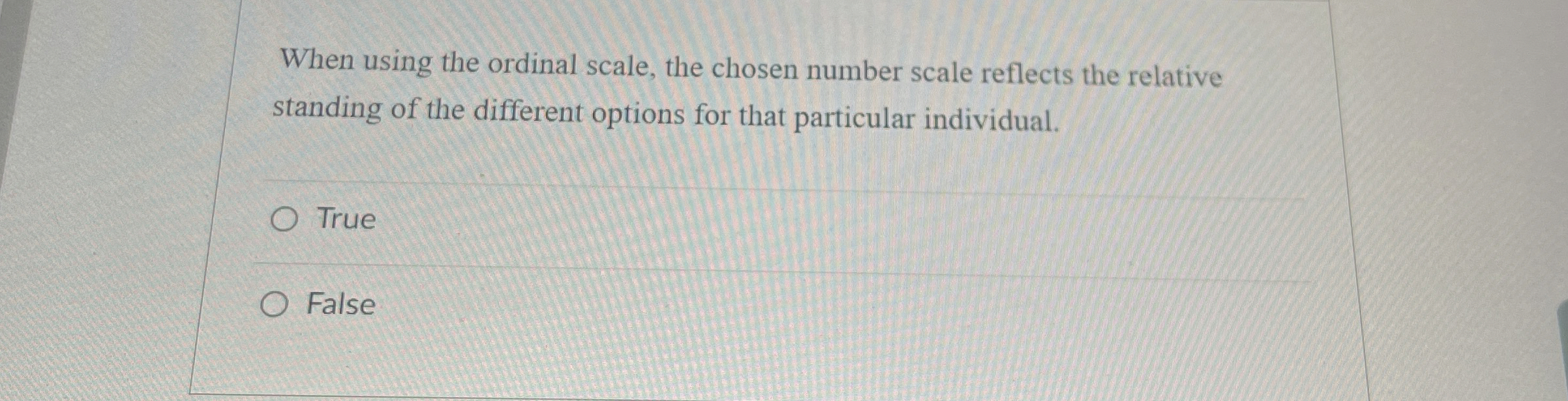 Solved When using the ordinal scale, the chosen number scale | Chegg.com