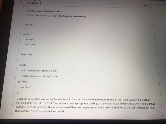 Solved Question 12 26 pts Consider a singly linked list of | Chegg.com