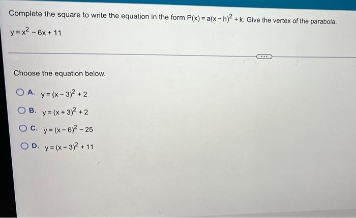 Solved Complete the square to write the equation in the form | Chegg.com
