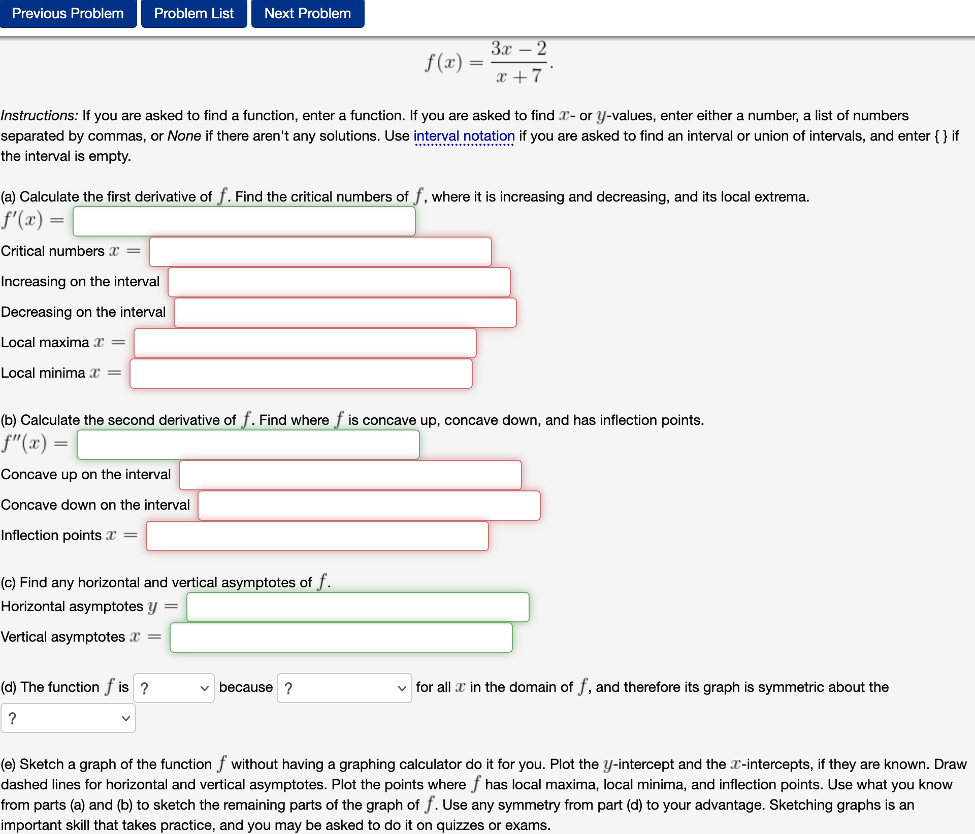 Solved (e) ﻿Sketch a graph of the function f ﻿without having | Chegg.com