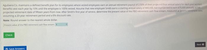 Solved Computing PBO Aguilaera Co. maintains a defined | Chegg.com