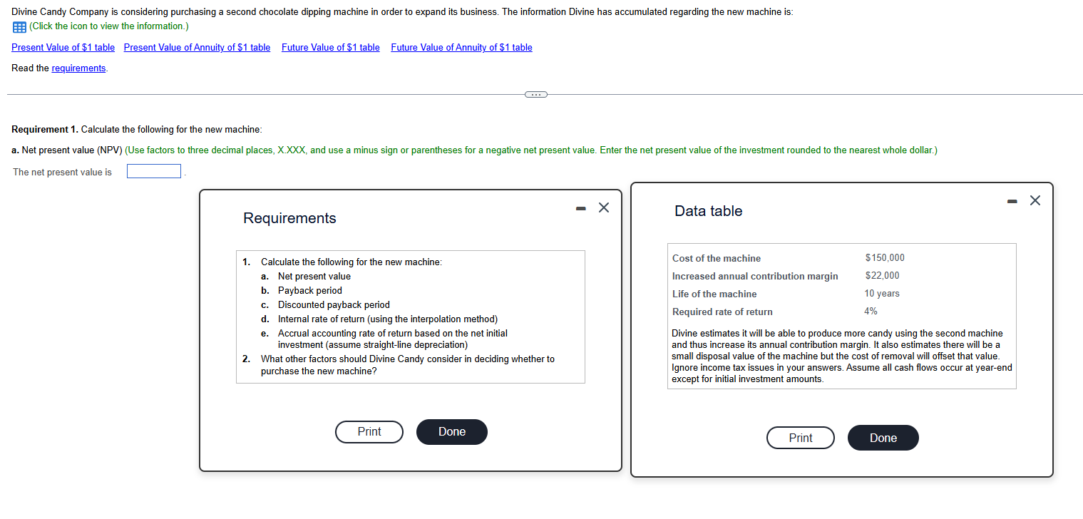 Solved 1.Calculate the following for the new ﻿machine:a.Net | Chegg.com