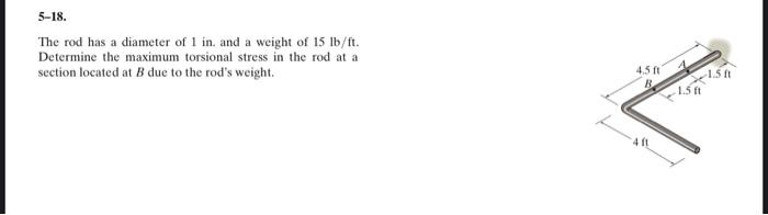 Solved 5−18. The rod has a diameter of 1in. and a weight of | Chegg.com