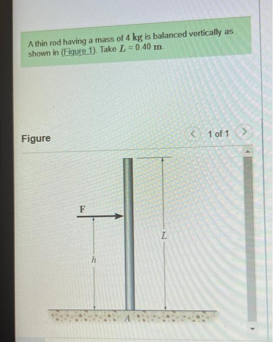 A thin rod having a mass of 4 kg is balanced | Chegg.com