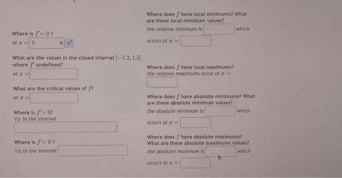 Where does f have local minimums? What are these | Chegg.com
