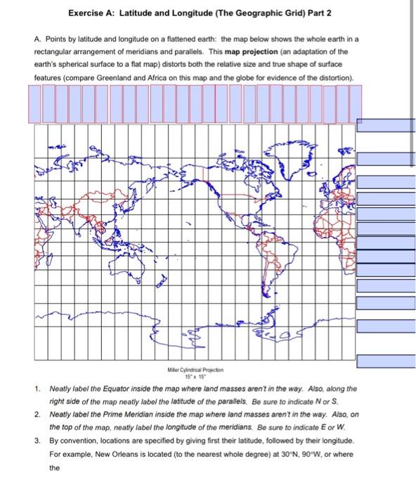Solved A. Points by latitude and longitude on a flattened | Chegg.com