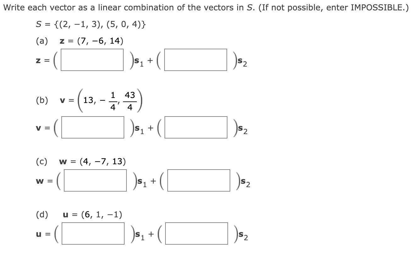 Solved Write each vector as a linear combination of the | Chegg.com