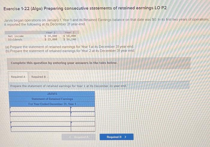 Solved Exercise 1-22 (Algo) Preparing consecutive statements | Chegg.com