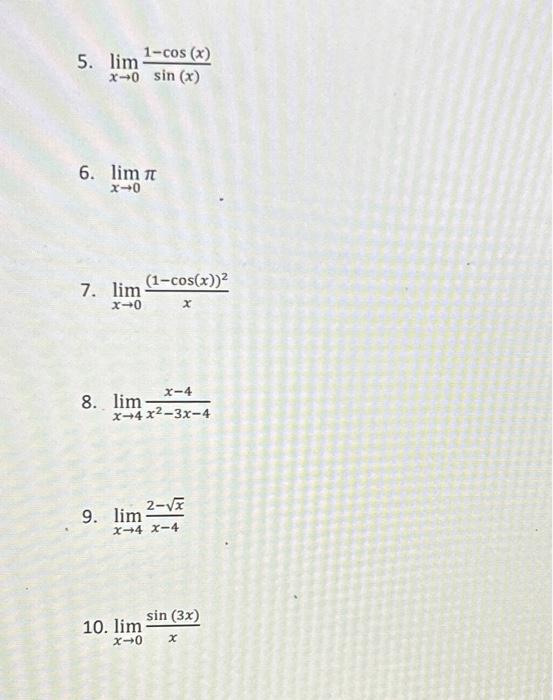 Solved Limits - Show Work With Explanations - Do Not Use | Chegg.com