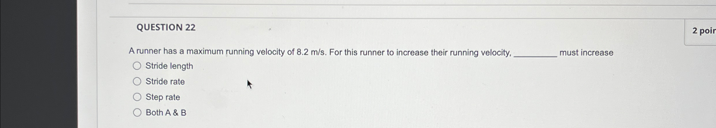Solved QUESTION 22A runner has a maximum running velocity of | Chegg.com