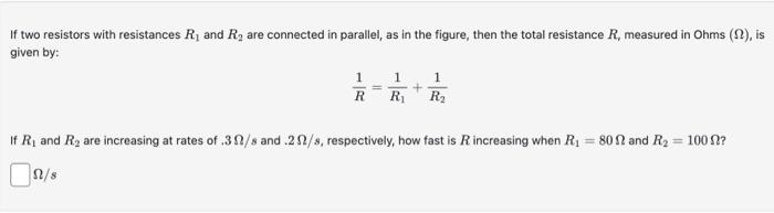 Solved If two resistors with resistances R1 and R2 are | Chegg.com