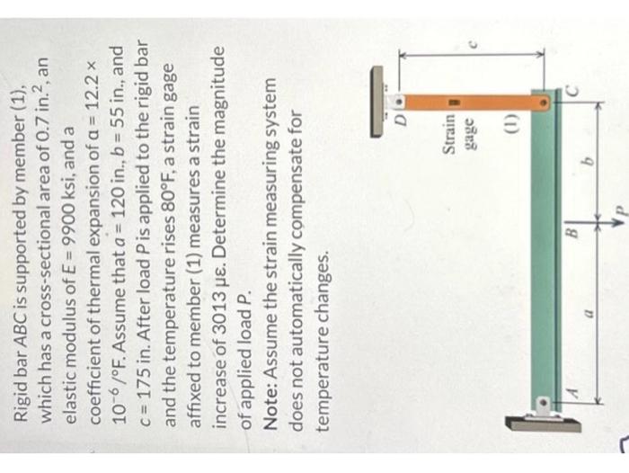 Solved Answer:Rigid bar ABC is supported by member (1), | Chegg.com