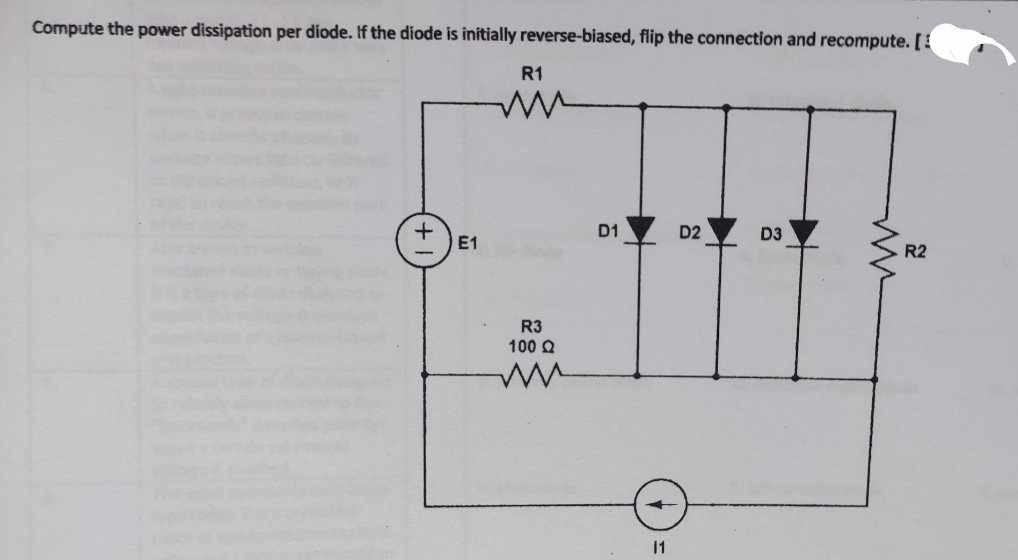 Compute the power dissipation per diode. If the diode | Chegg.com