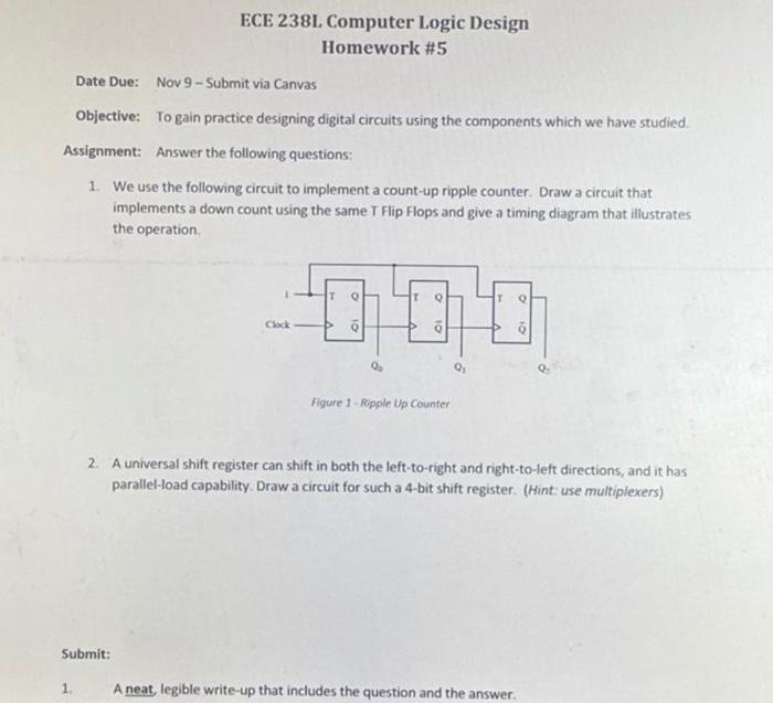 Solved ECE 238L Computer Logic Design Homework \#5 Date Due: | Chegg.com