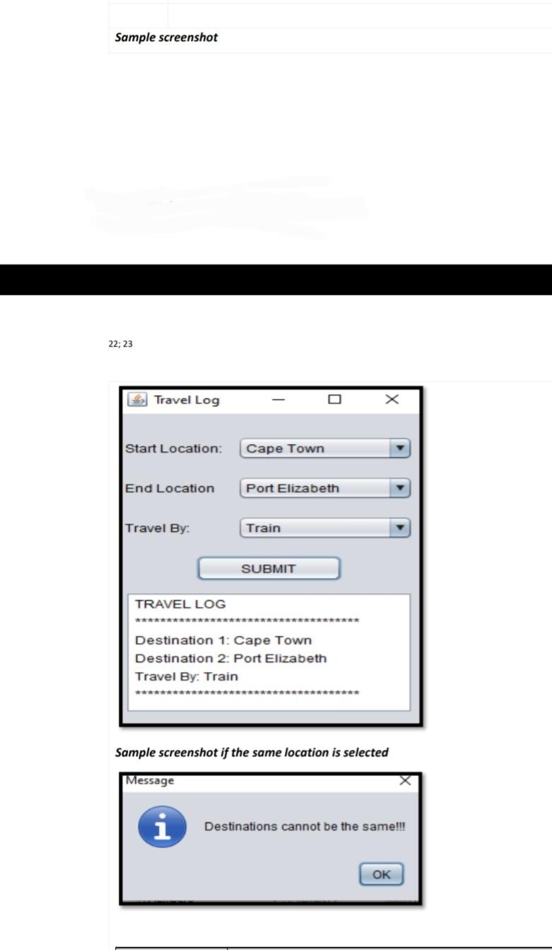 Solved Write a Java GUI application to capture travel | Chegg.com