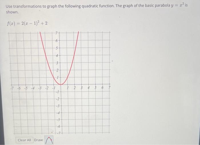 Solved Use transformations to graph the following quadratic | Chegg.com Solved Use transformations to graph the following quadratic | Chegg.com