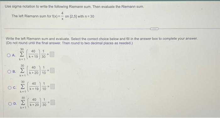 Solved Use sigma notation to write the following Riemann | Chegg.com