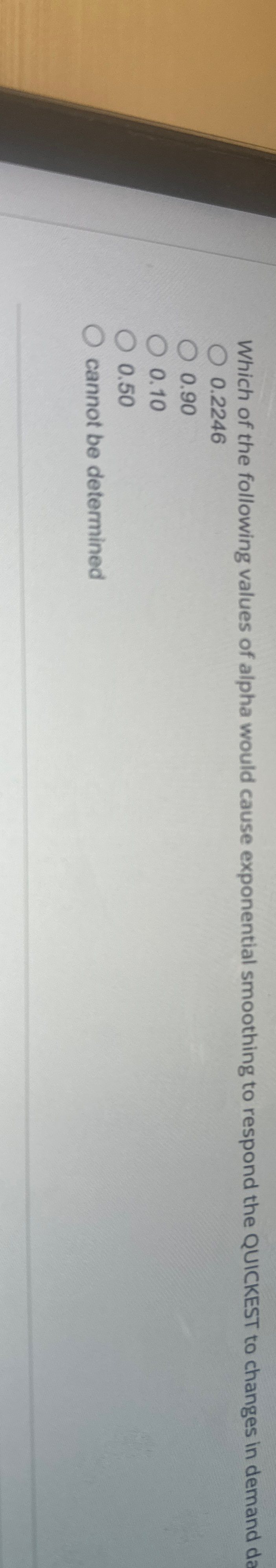 Solved Which of the following values of alpha would cause | Chegg.com
