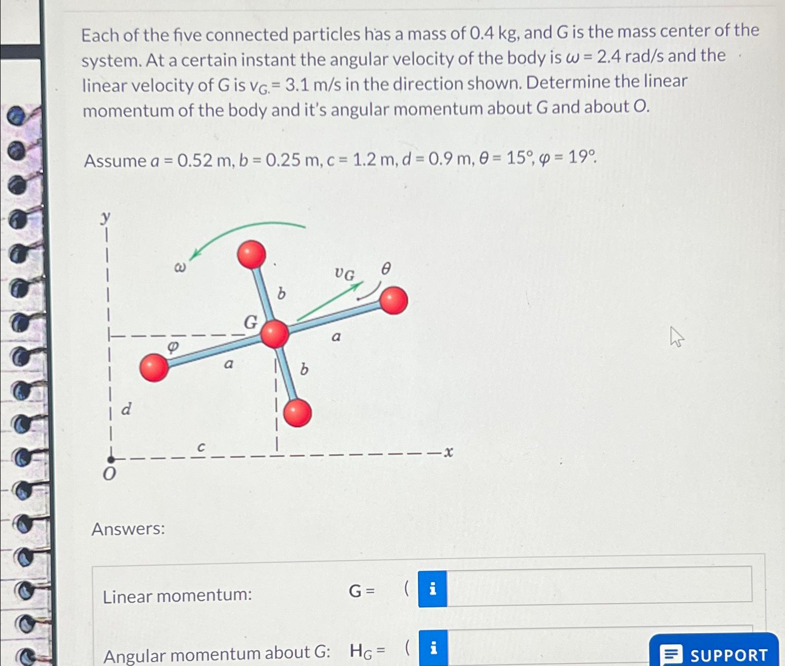 Solved Each of the five connected particles has a mass of | Chegg.com