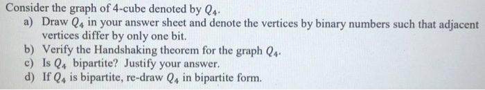 Solved Consider the graph of 4-cube denoted by Q4. a) Draw | Chegg.com