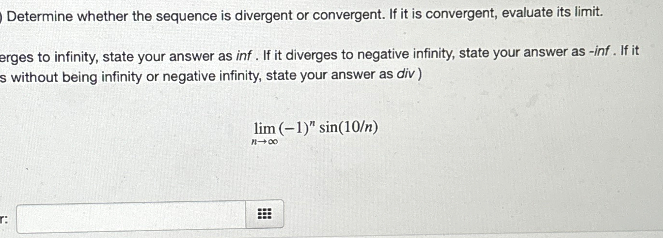 Solved Determine whether the sequence is divergent or | Chegg.com