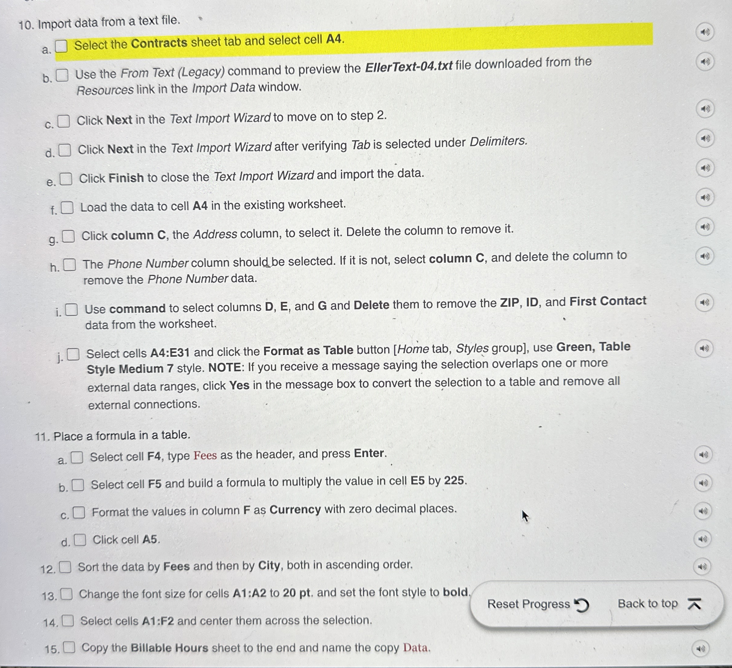 Solved Import data from a text file.a.Select the Contracts | Chegg.com