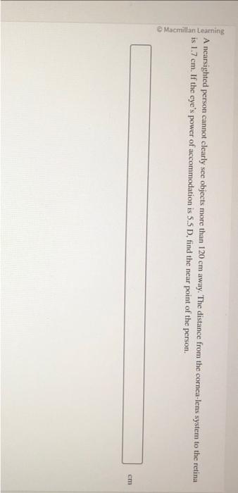 Solved A nearsighted person cannot clearly see objects more | Chegg.com