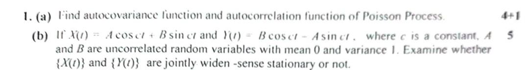 Solved 1. (a) l'ind autocovariance Tunction and | Chegg.com