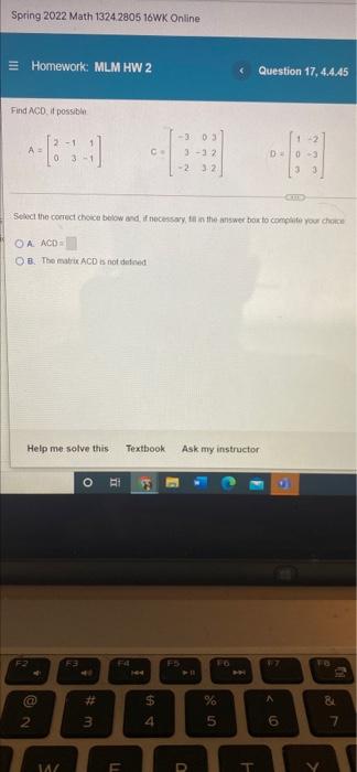 Solved Spring 2022 Math 13242805 16WK Online = Homework: MLM | Chegg.com